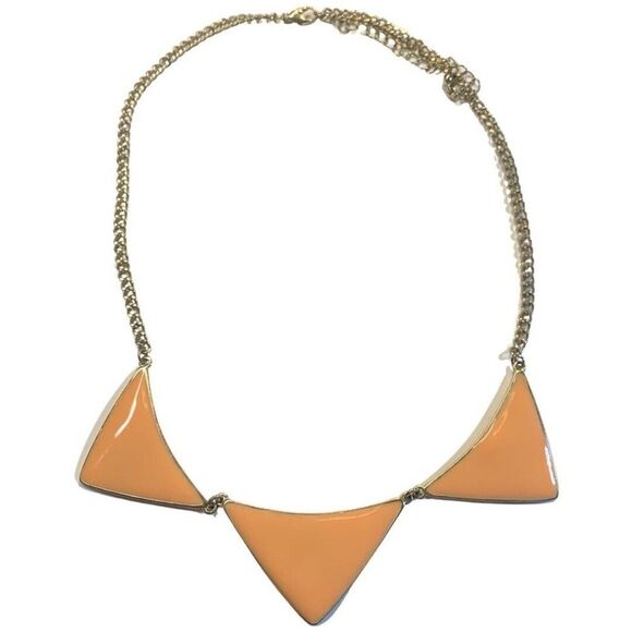 Jewelry | Vintage Peach Colored Enamel Triangle Gold Tone Geometric ...